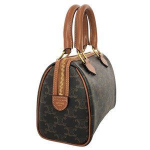 Celine | Bags | Celine Small Boston Triomphe Canvas Handbag Brown ...